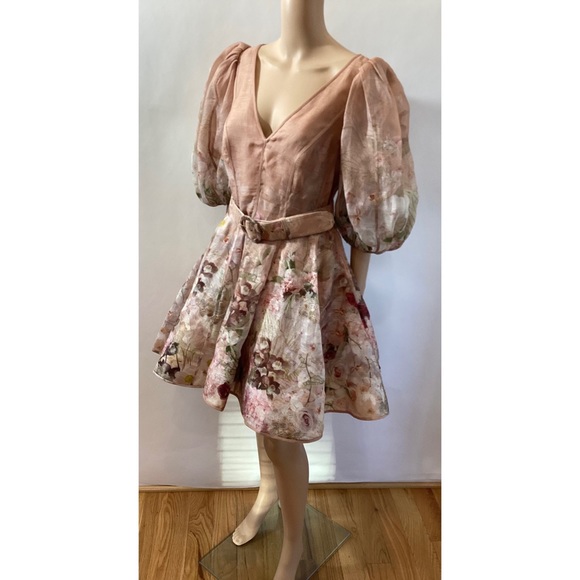Zimmermann | Dresses | Zimmermann Dancer Floral Puff Sleeve Dress Sz 3 ...